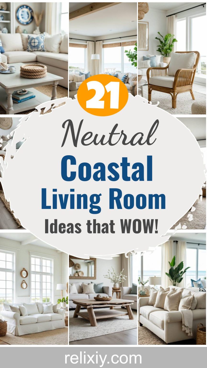 21 Neutral Coastal Living Room Ideas Thaw Wow! | Relixiy Blog