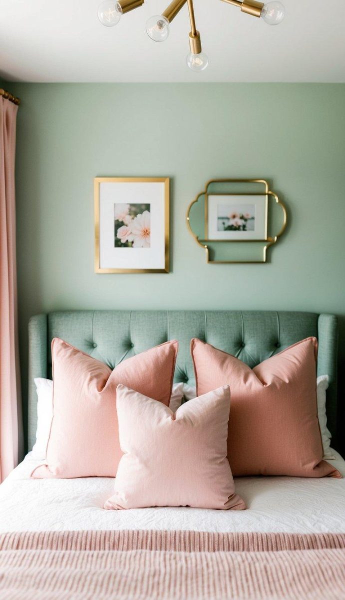 Light Pink And Sage Green Bedroom
